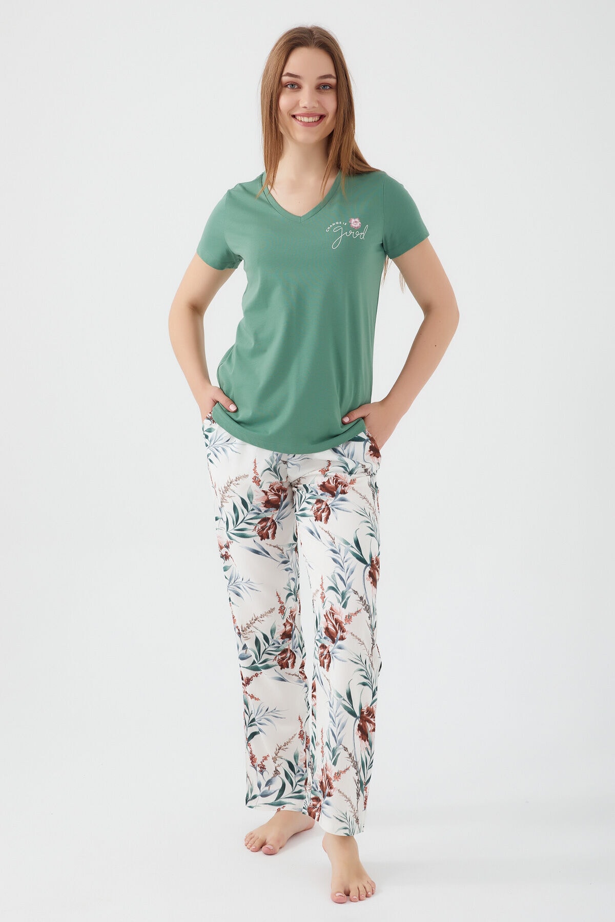 Change Is Good Green Women's Short Sleeve Pajama Set AR2414-S تغيير جيد ...