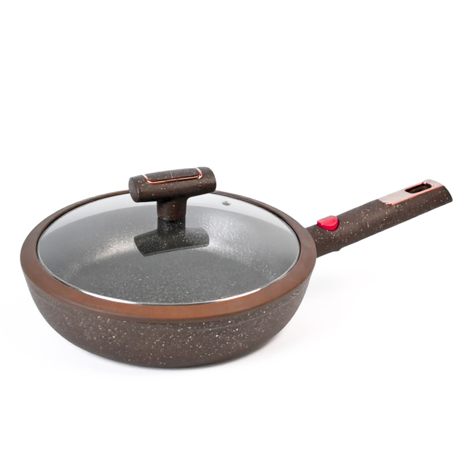 مقلاة احترافية عالية الجودة مع غطاء زجاجي شفاف BAROLY - frying pan | مسواگ