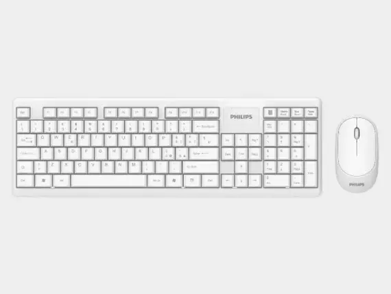 لوحة مفاتيح وماوس لاسلكيان رفيعان من فيليبس C103 - أبيض PHILIPS C103 ...