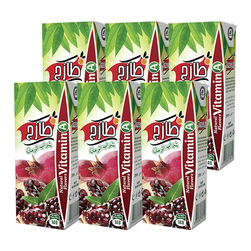 Tazech Pomegranate Juice 6 200ml Pack سيت مشروب طازج عصير الرمان بحجم ...