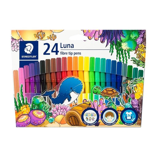 Luna Fibre Tip Pens 24 Pcs Set سيت الوان ماجك - Miswag