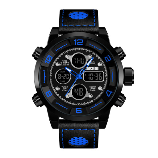 leather Analog Digital Men Watche ساعة رجالية - Miswag